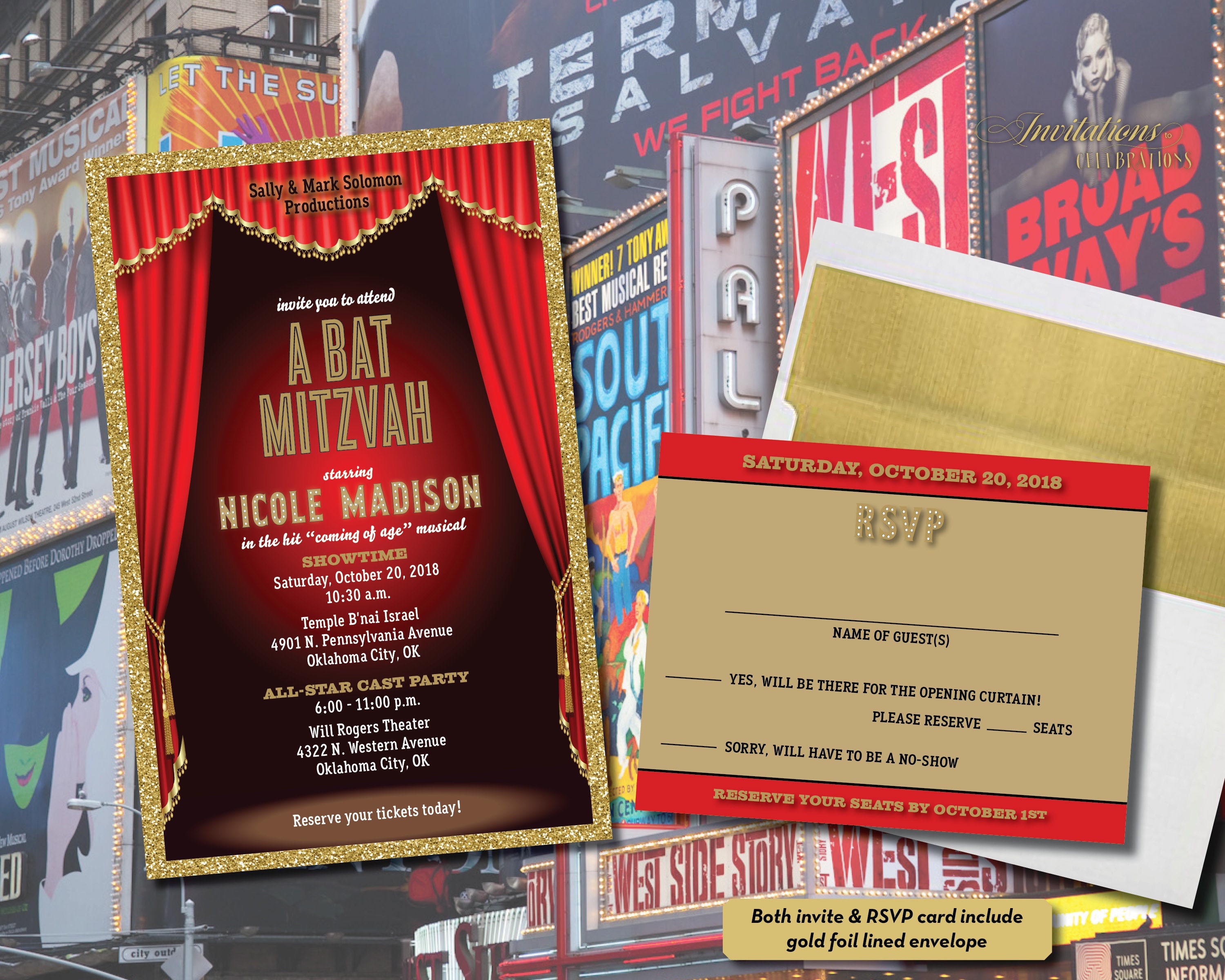 Birthday Invitations Red Curtains