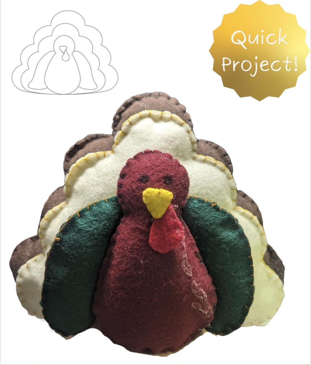 Grand Gobbler Felt Pattern | Sewing Project | Turkey | Felt Sewing ...