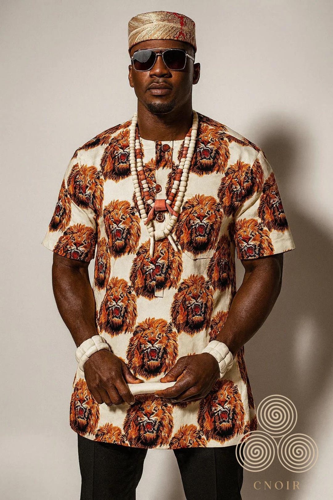 Isi Agu Velvet Shirt: Nigerian Menswear, Lion Motif - Etsy