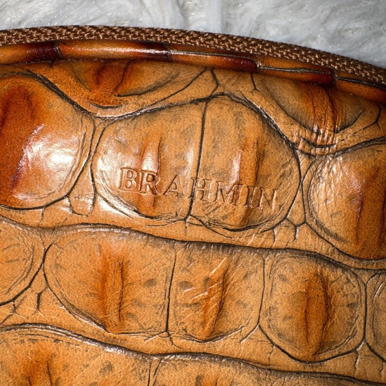 Brahmin Pecan Crocodile Leather Cosmetic Case / Zip Pouch - Etsy