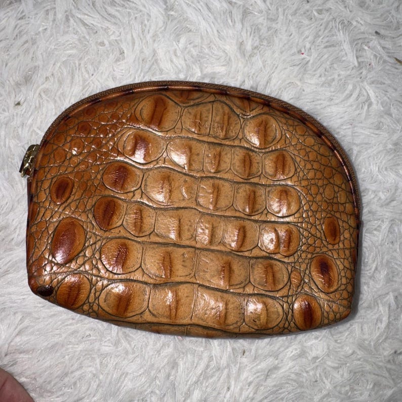 Brahmin Pecan Crocodile Leather Cosmetic Case / Zip Pouch - Etsy