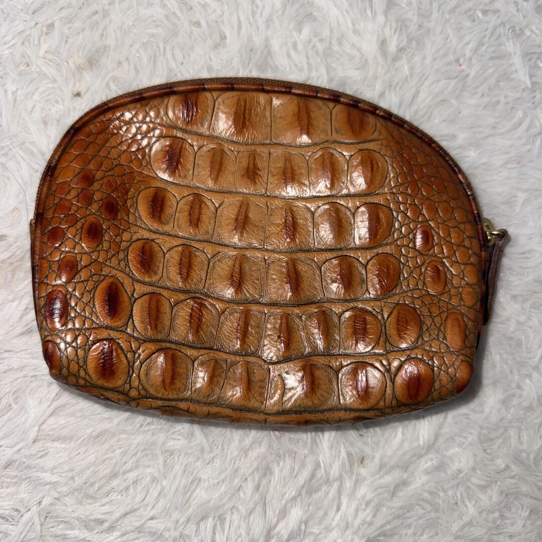 Brahmin Pecan Crocodile Leather Cosmetic Case / Zip Pouch - Etsy