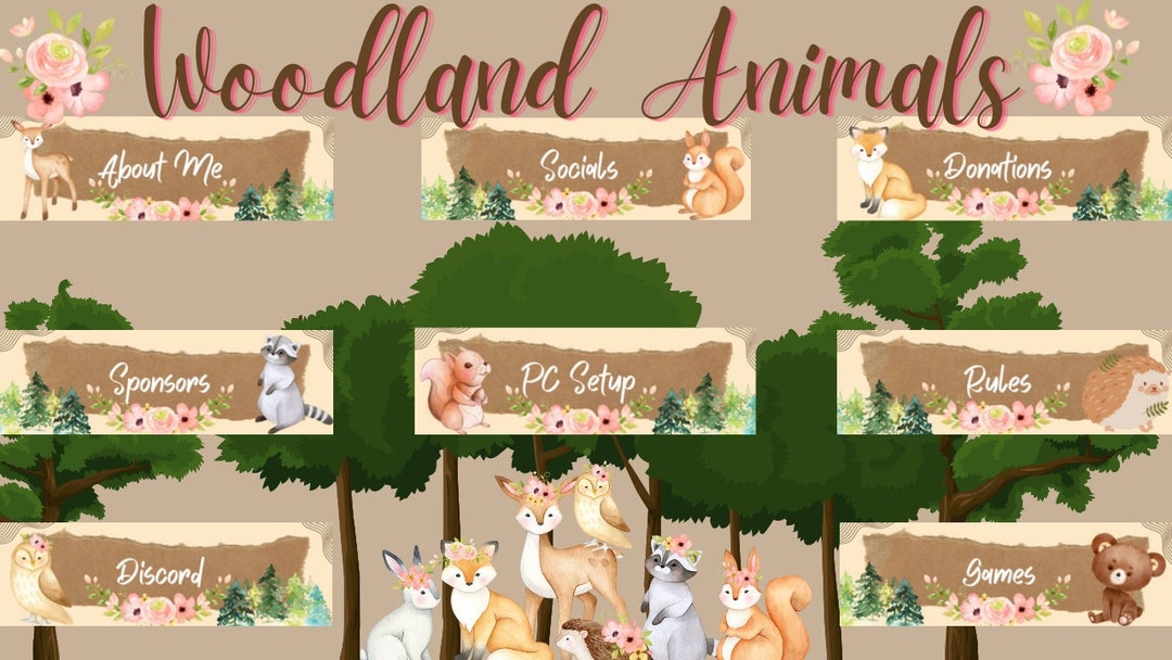 Woodland Animals About Me Panels for Twitch - Etsy