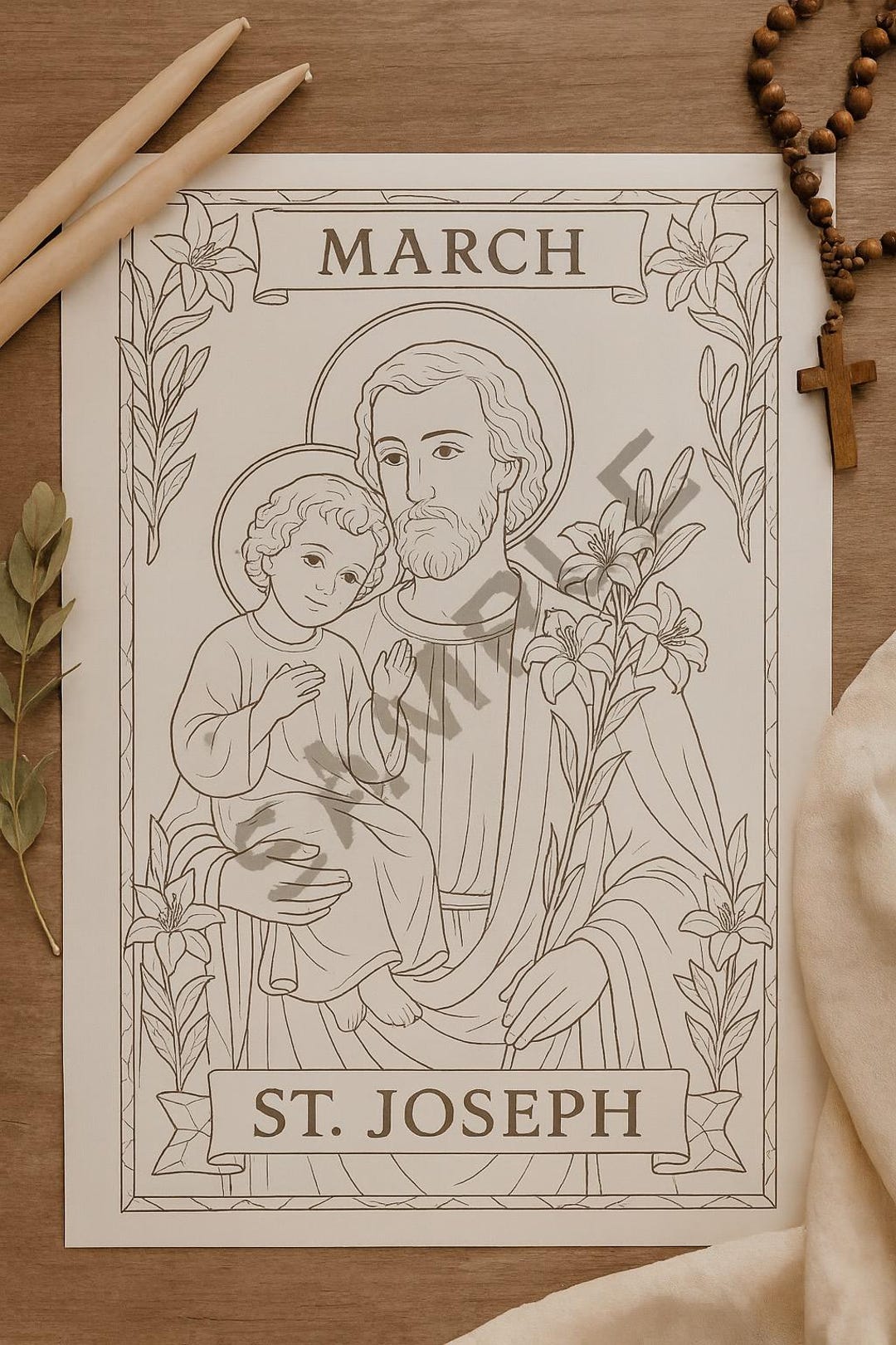 March Devotional Colouring Page | St. Joseph | Catholic Printable ...