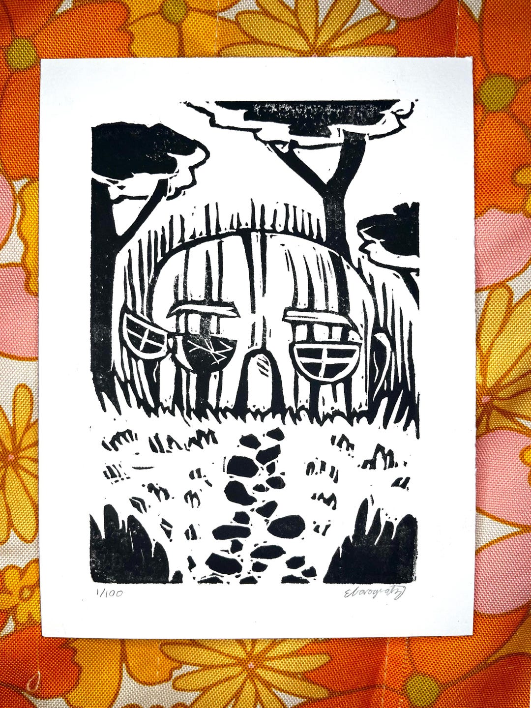 Sleeping Giant- Linocut Hand-printed Original Block Print (5x7 ...