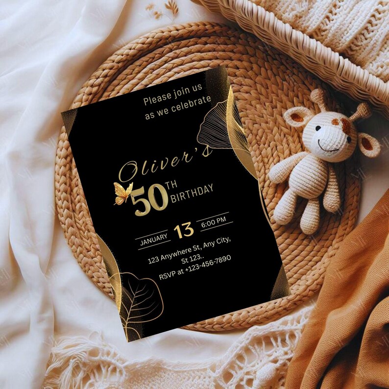 Editable and Printable 50th Birthday Party Invitation Template (5x7 ...