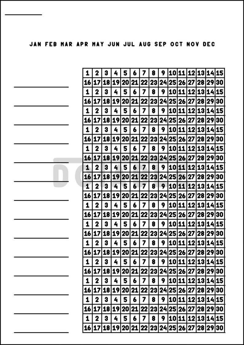 Monthly Tracker Chart 7 and 14 | Printable Undated Blank Template PDF ...