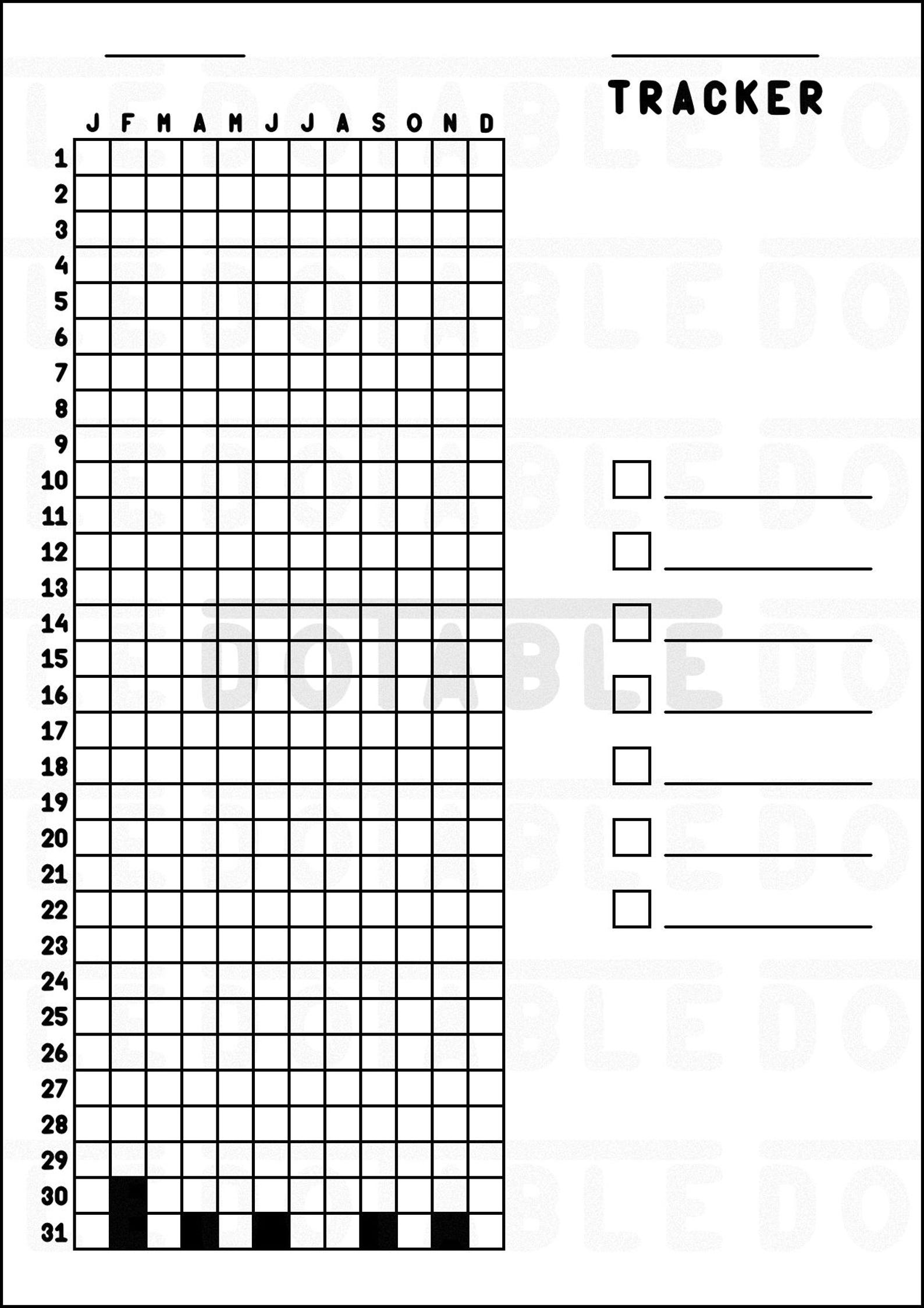 Yearly Tracker With Squares | (printable PDF A6) - Etsy