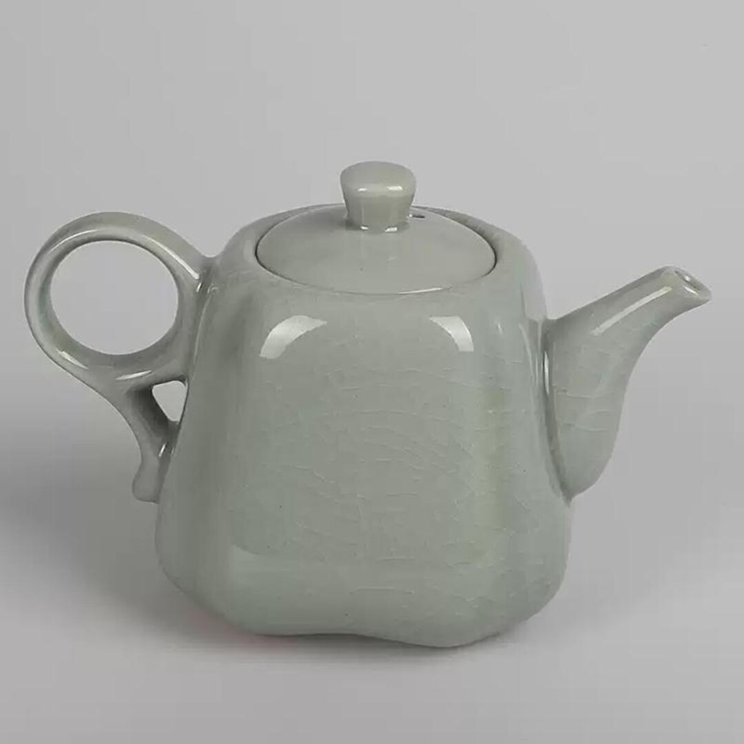 Plum Green Square Teapot, Kung Fu Tea Set Teapot, Mini Teapot, Ceramic ...