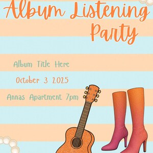Album Listening Party Invitation | Music Release Printable | Retro ...