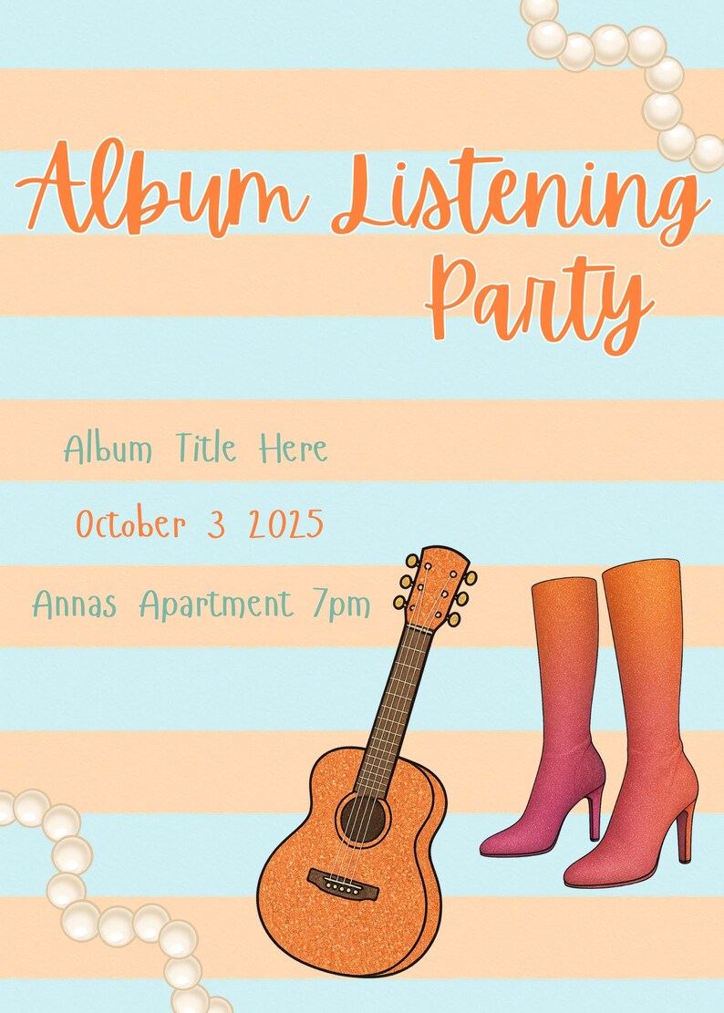 Album Listening Party Invitation | Music Release Printable | Retro ...