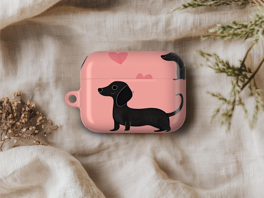 Pink Dachshund AirPod Pro 2 Case, Cute Black Dog AirPod 3 Cover ...