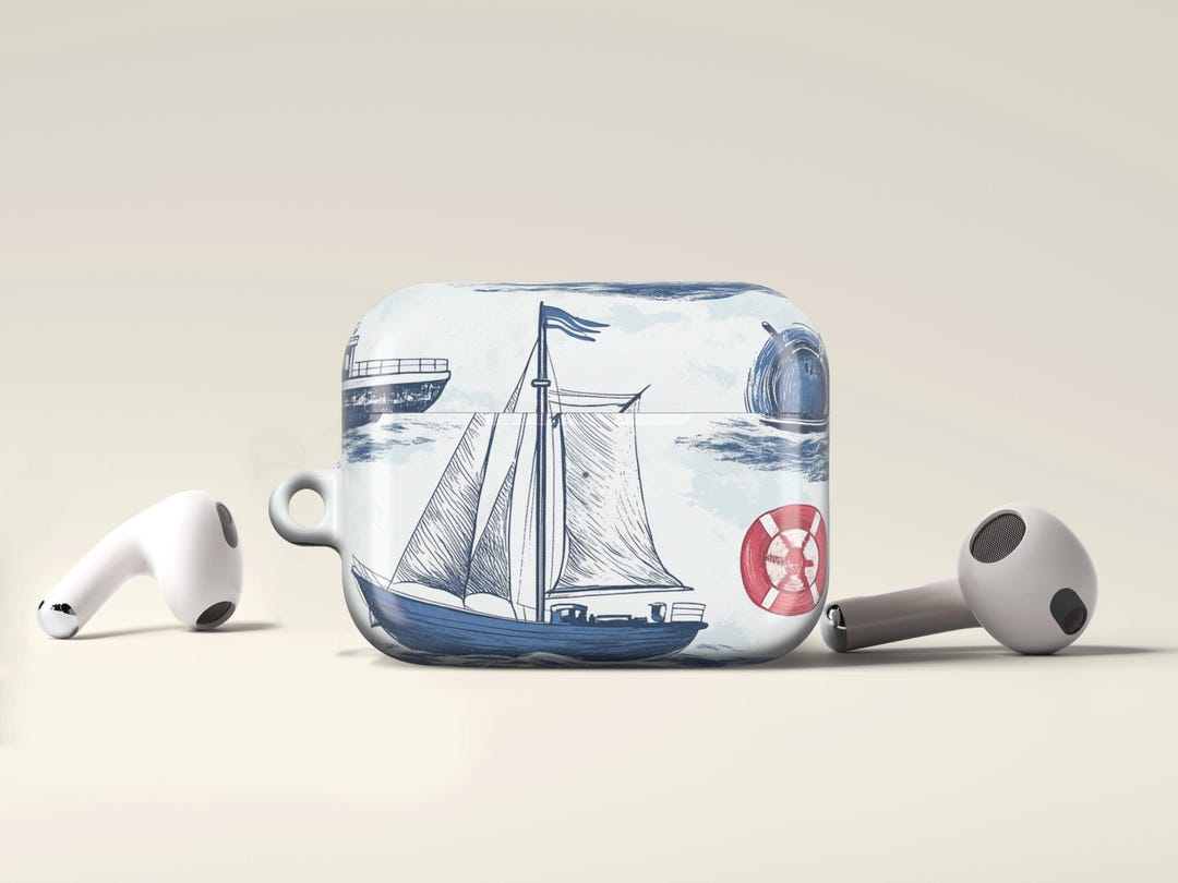 Nautical AirPod Case, Blue Red Sailboat AirPod Pro 2 Cover, Ocean Theme ...