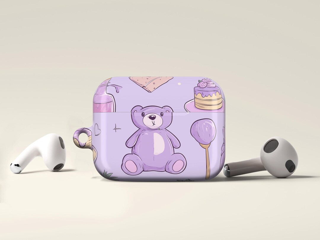 Kawaii Teddy Bear AirPod Case, Pastel Purple AirPod Pro 2 Cover, Cute ...