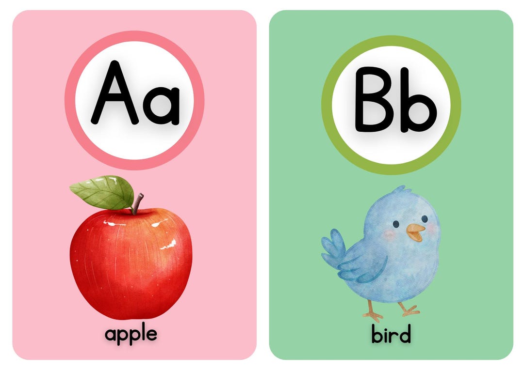 Cute Alphabet Flashcards Aa–zz | Printable ABC Letters | Early Learning ...