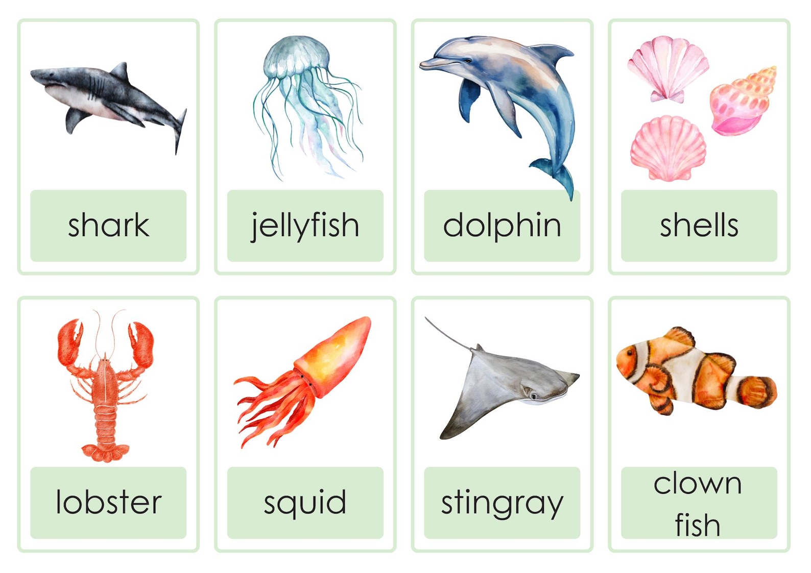 Ocean Flashcards – Ready to Print & Perfect for Little Learners! - Etsy