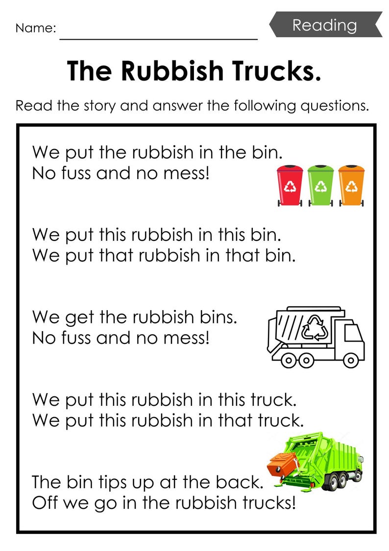 Reading Comprehension Worksheet - Etsy