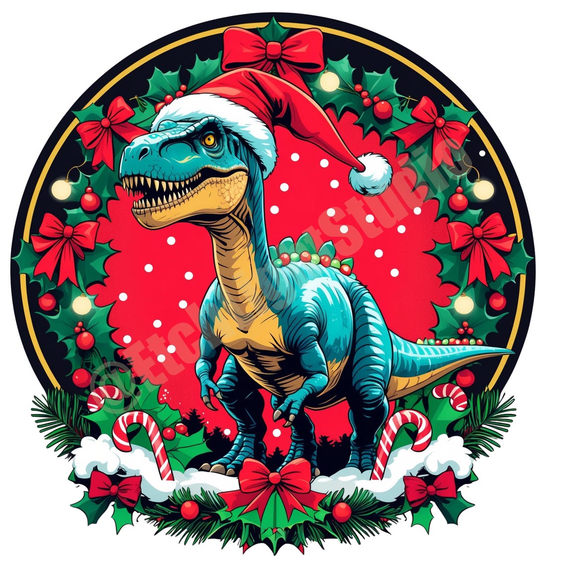Festive Spinosaurus Emblem: Funny Dinosaur Holiday PNG for Sublimation ...