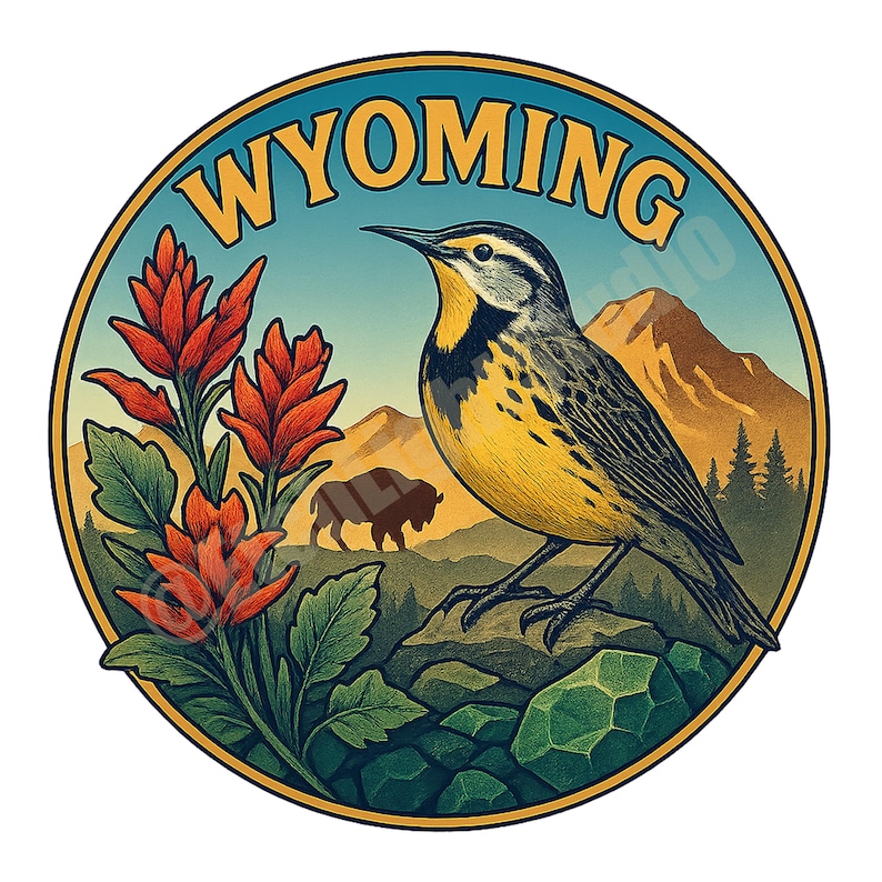 Wyoming State Emblem PNG: Vintage Circle Logo (digital Download) - Etsy