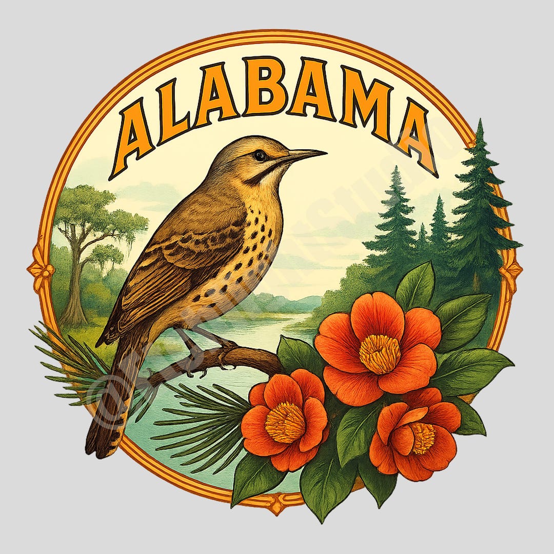 Alabama State Emblem PNG: Vintage Circle Logo, Sublimation Design ...