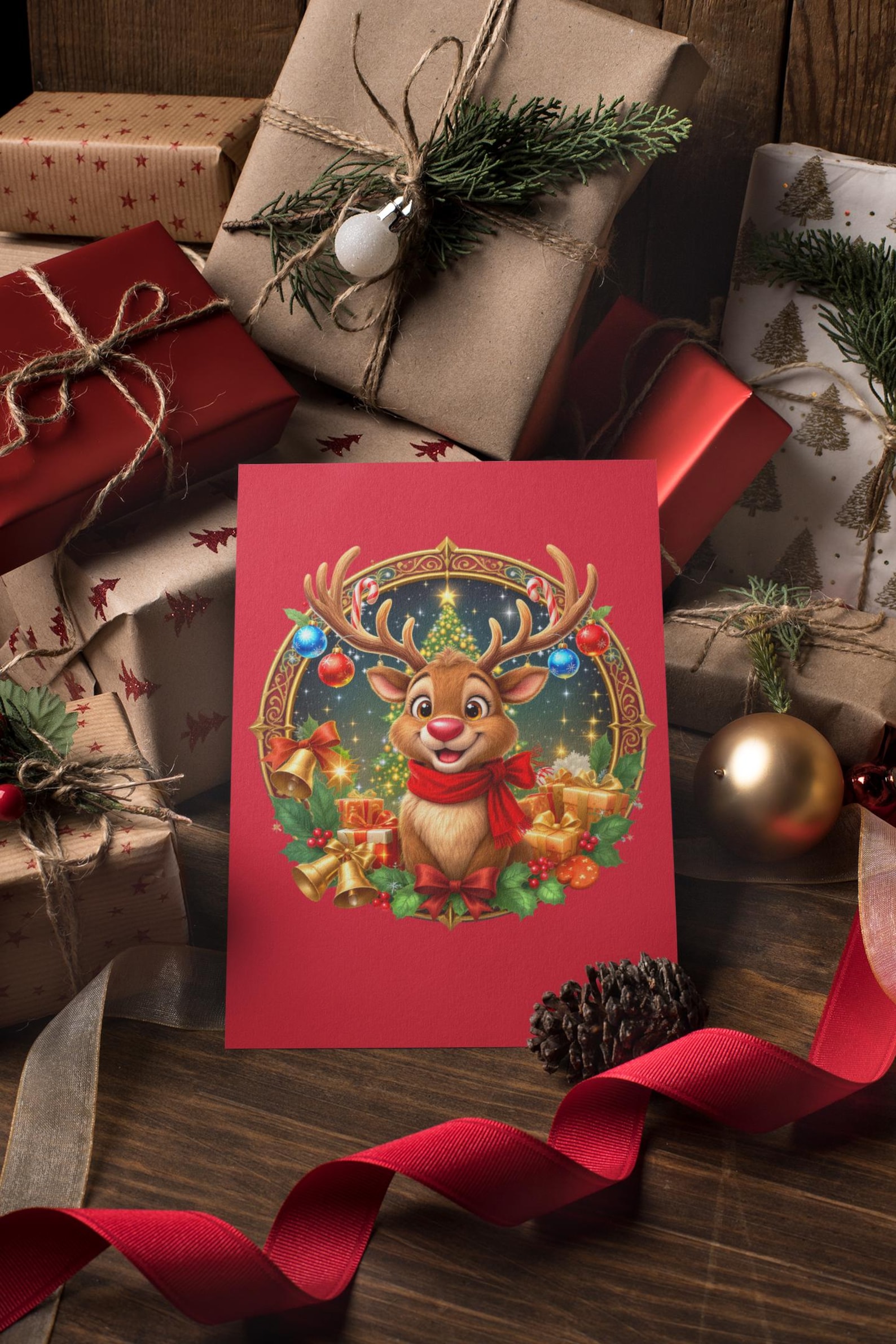 Adorable Christmas Reindeer Emblem PNG - Transparent Holiday Design for ...