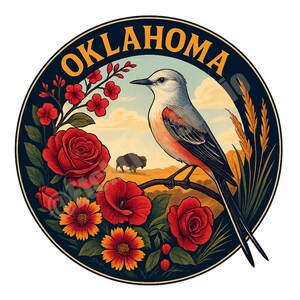 Oklahoma State Emblem PNG: Vintage Circle Logo, Sublimation Design ...