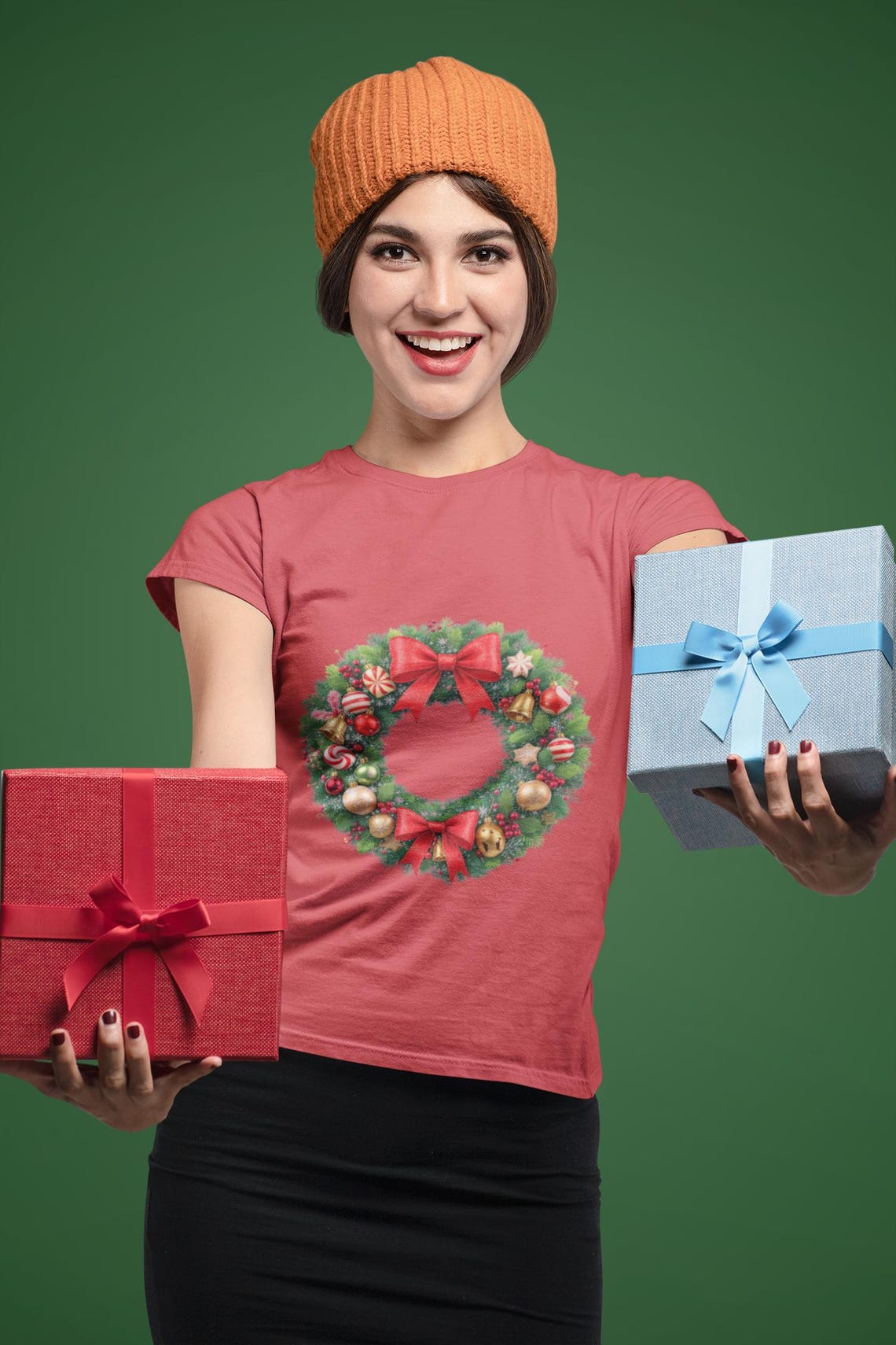 Elegant Christmas Wreath Emblem PNG for Sublimation, Stickers, and ...