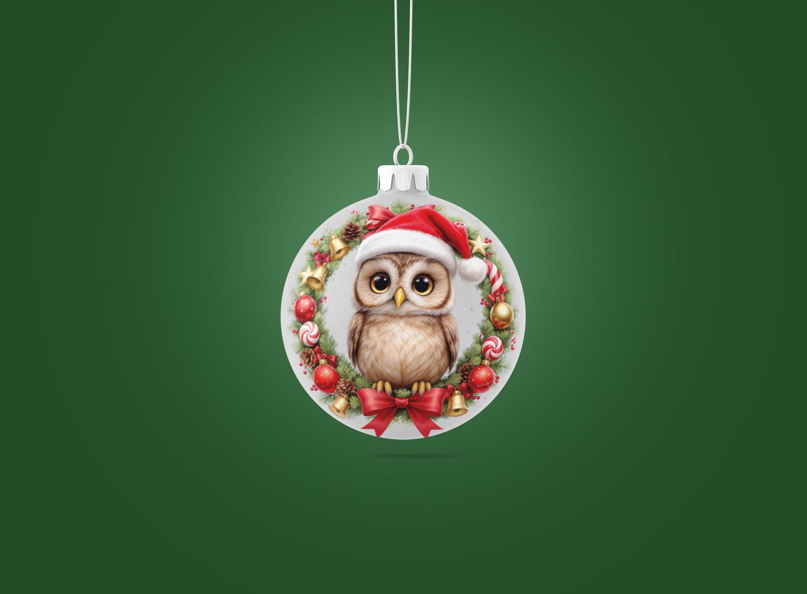 Festive Baby Owl Christmas Wreath Clipart PNG - Digital Download for ...