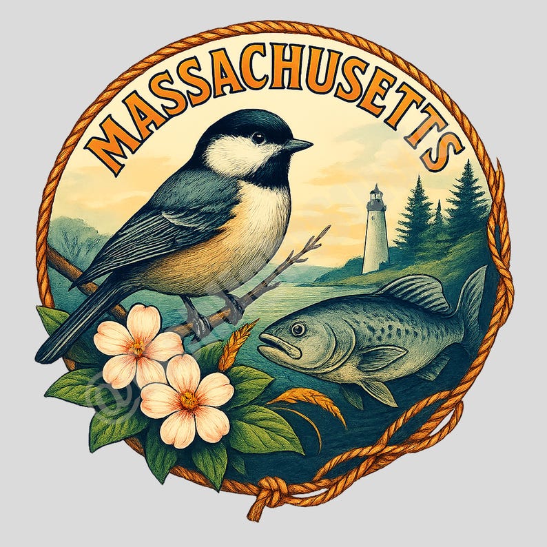 Massachusetts State Emblem PNG: Vintage Circle Logo (digital Download ...