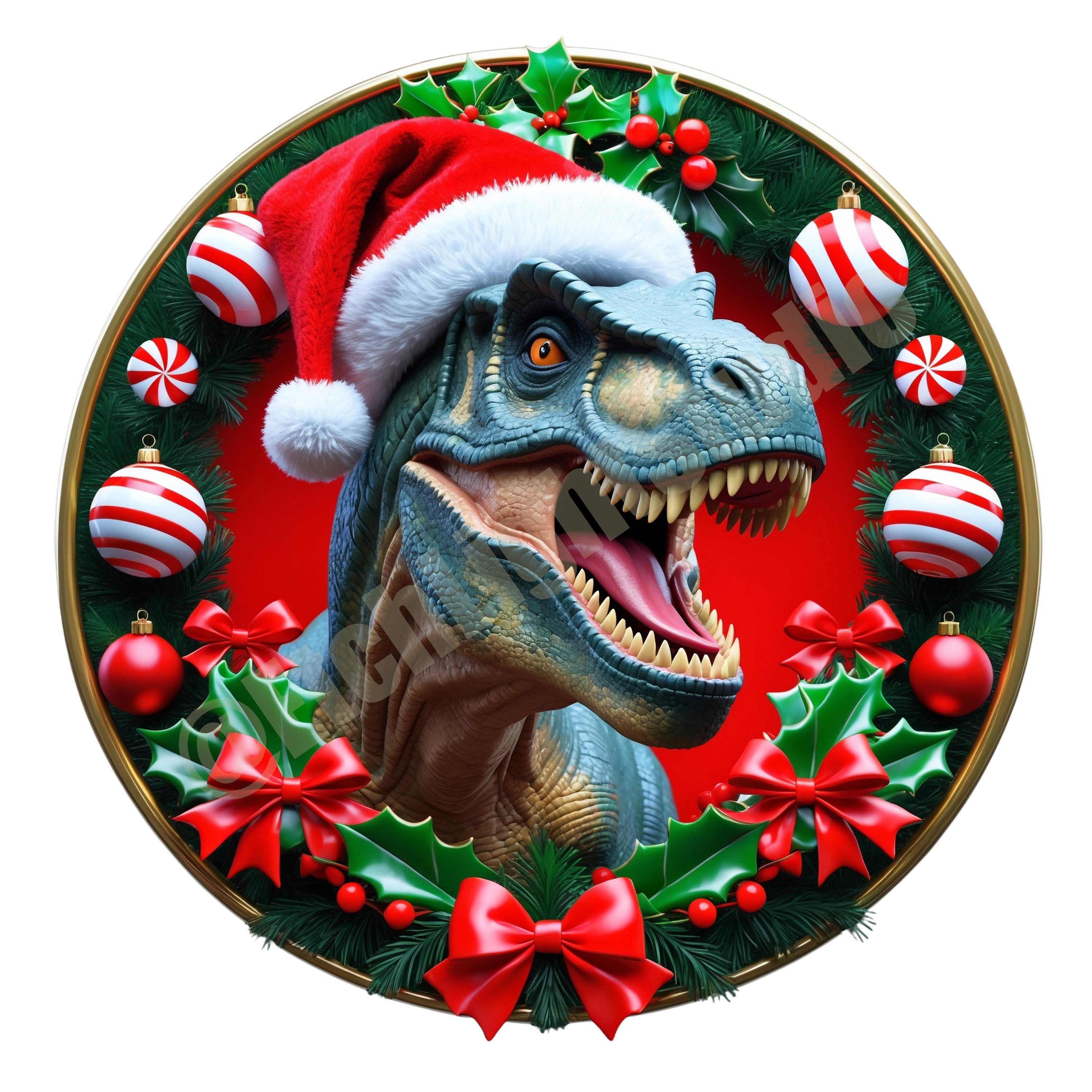 Festive T-rex Emblem: Dinosaur With Santa Hat PNG for Holiday Crafts ...