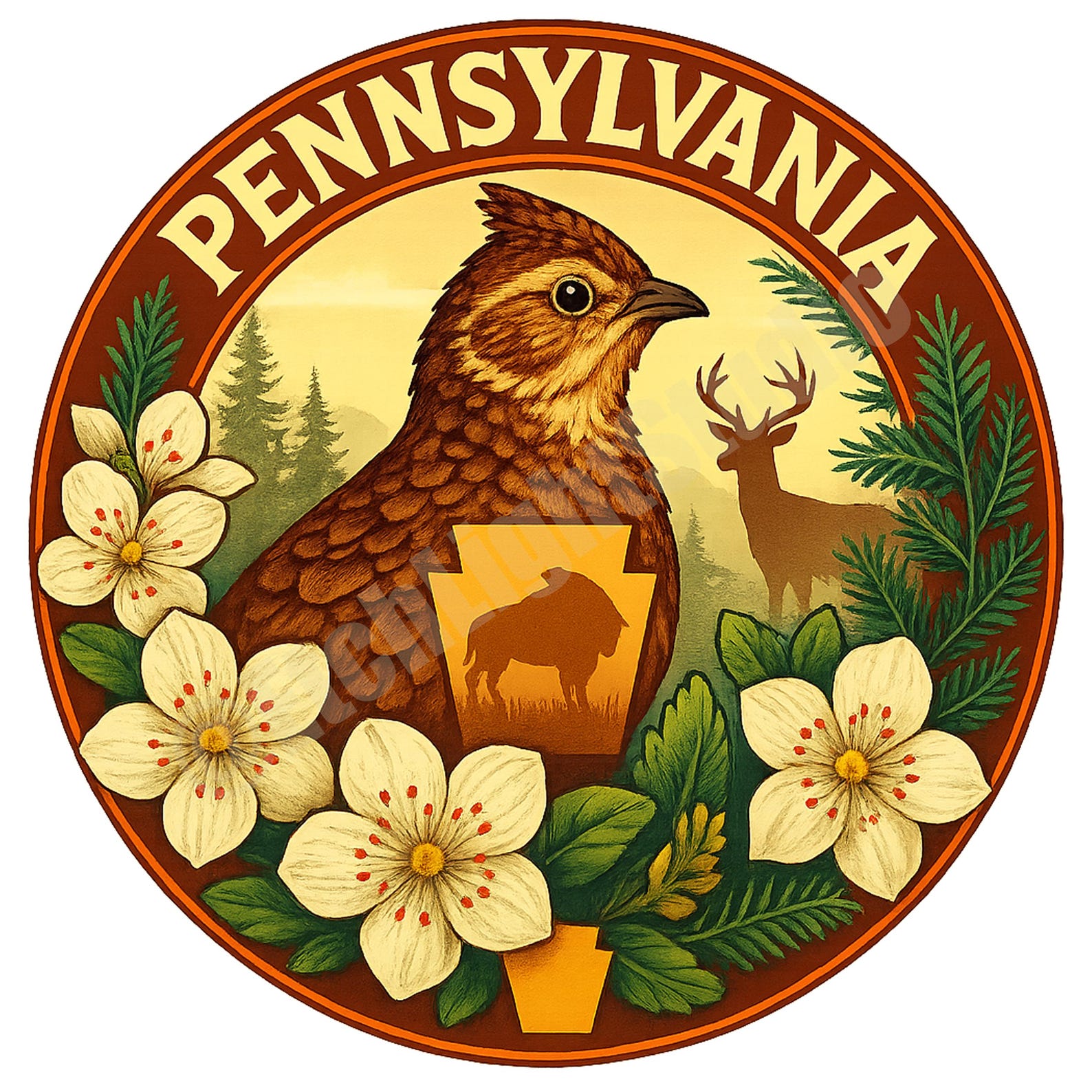 Pennsylvania State Emblem PNG: Vintage Circle Logo (digital Download - Etsy