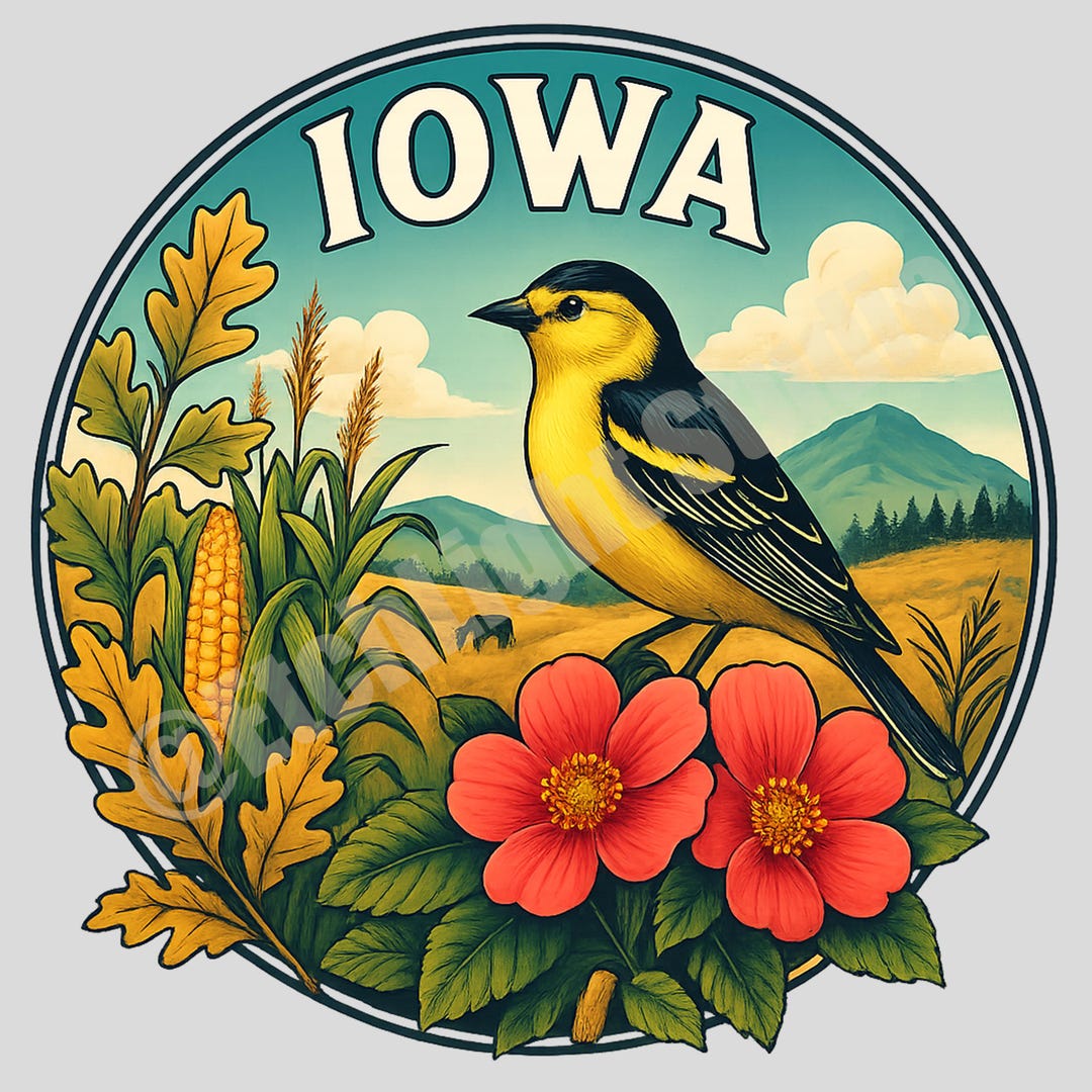 Iowa State Emblem PNG: Vintage Circle Logo, Sublimation Design (digital ...