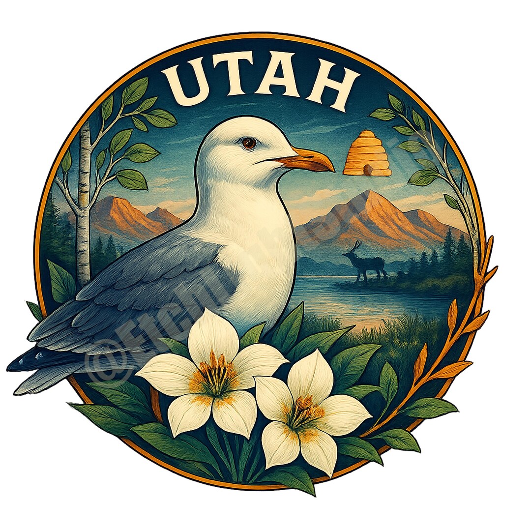 Utah State Emblem Vintage Circle Logo: Sublimation/printable Art (PNG ...