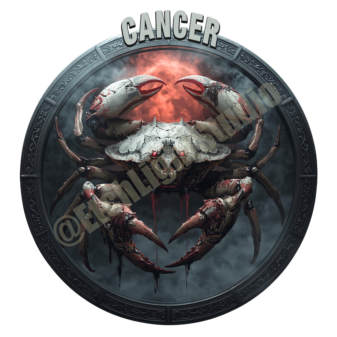 Eerie Cancer Zodiac Skull Art: Gothic Astrology Horror Illustration ...