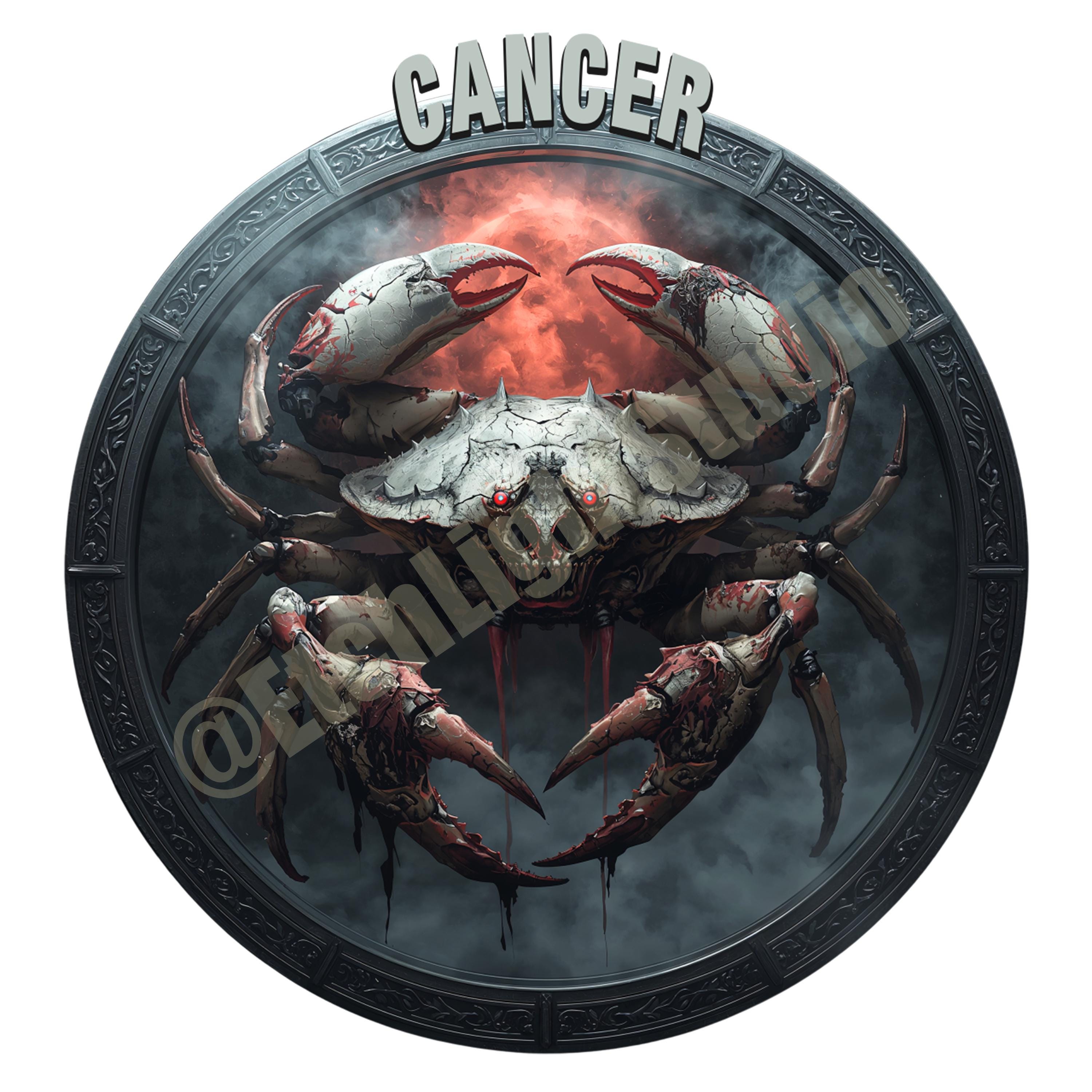 Eerie Cancer Zodiac Skull Art: Gothic Astrology Horror Illustration ...