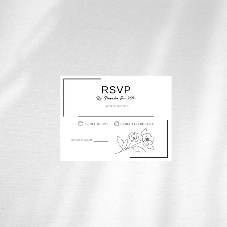 RSVP Card Template – Editable Canva Design – Printable Response Card ...