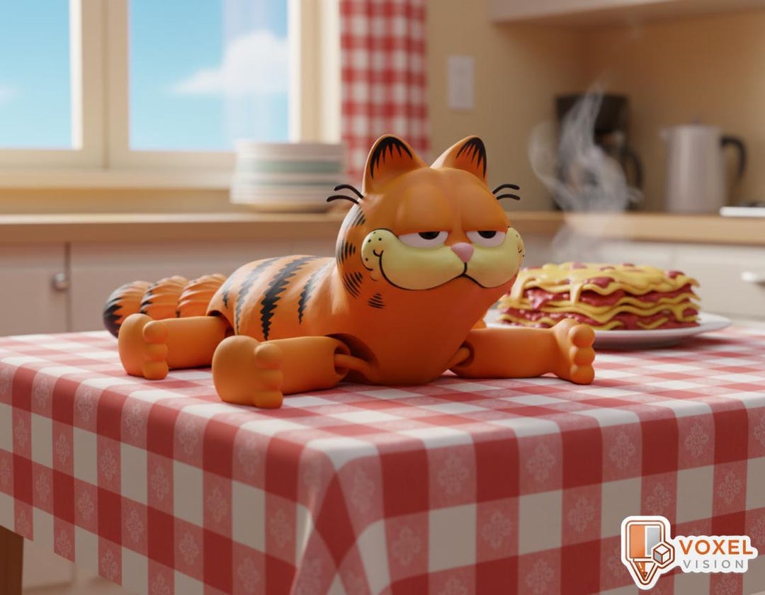 Articulated 3D Printable Garfield Figure: Flexible STL Model - Etsy ...
