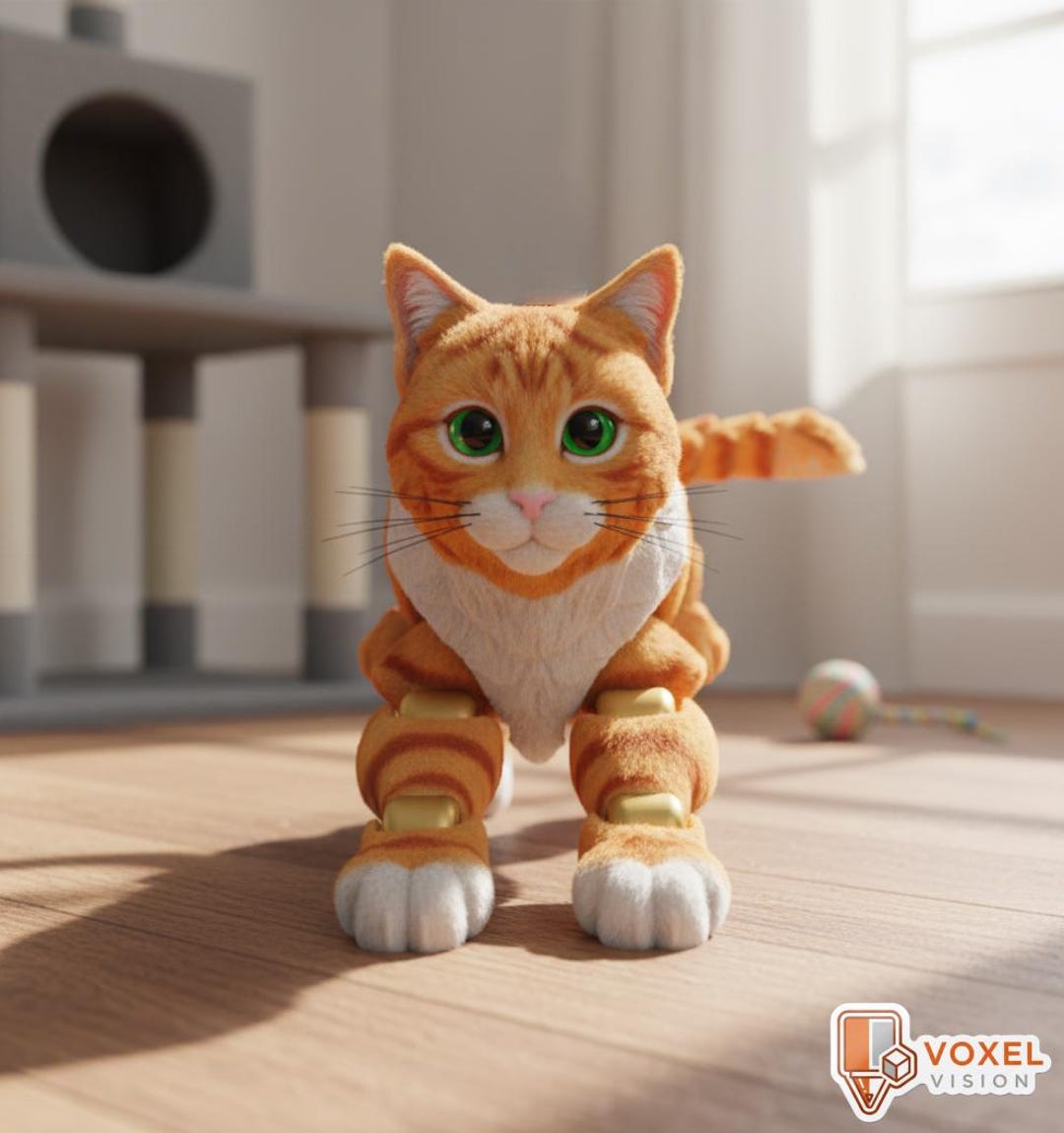 Articulated 3D Printable Cat Figure: Flexible STL Model - Etsy