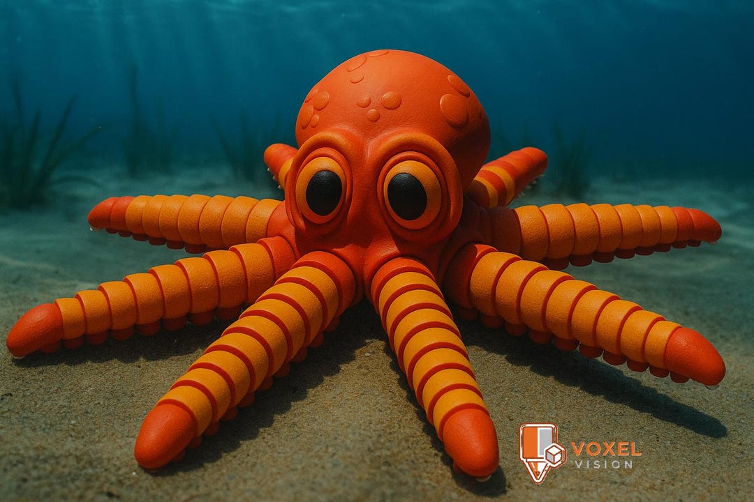 Articulated 3D Printable Octopus Figure: Flexible STL Model - Etsy