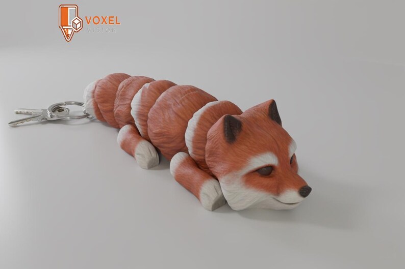 Articulated 3D Printable Baby Arctic Fox Figure Keychain: Flexible STL ...
