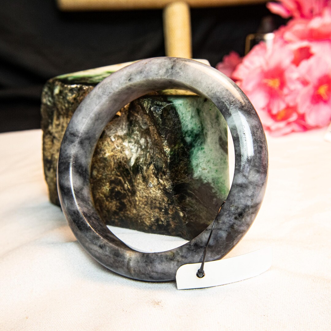60 Mm Genuine Burmese Jade Bangle | Grade A, Handcrafted From 100% ...