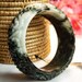 Burmese Jadeite Bangle: Hand-carved Pikul Flower Amulet, Moss-in-snow ...