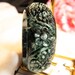 Burmese Jadeite Bangle: Hand-carved Pikul Flower Amulet, Moss-in-snow ...