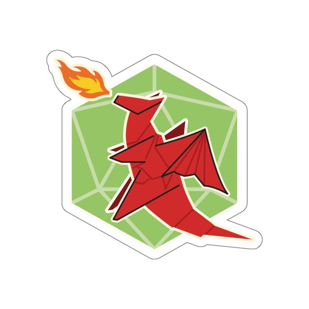 Origami Dragon D20 Sticker | Water-resistant TTRPG Vinyl - Etsy