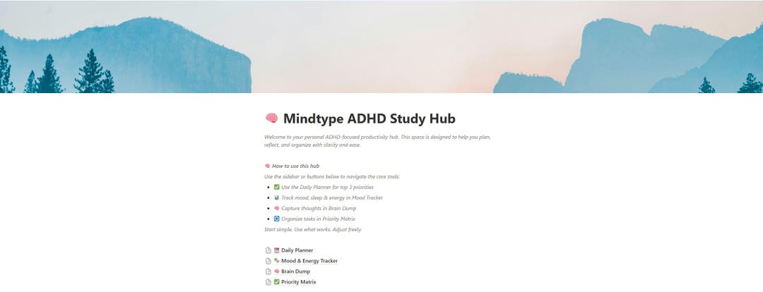 ADHD Notion Template | Study & Productivity Hub for Focus, Planning and ...