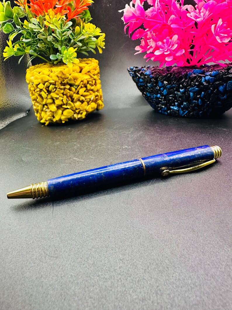 Handmade Lapis Lazuli Ballpoint Pen | Refillable Gemstone Writing Pen ...