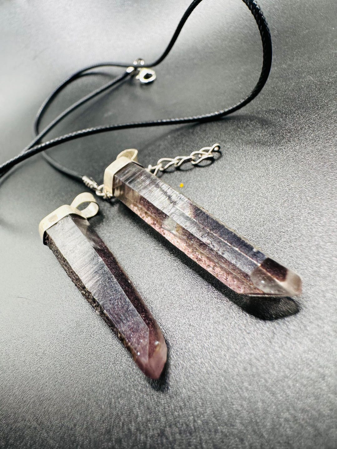 Laser Quartz Crystal Point Pendants | Healing Gemstone Necklace Pair ...