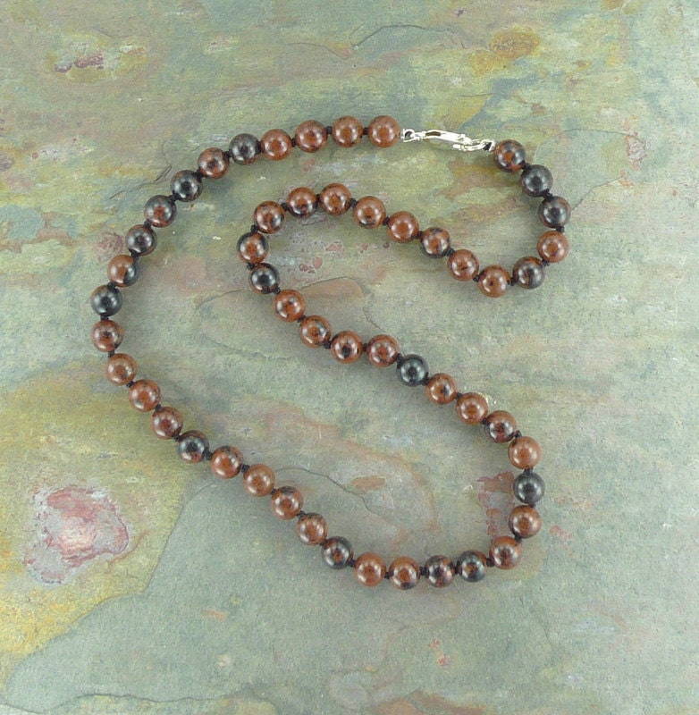 MAHOGANY OBSIDIAN Chakra Necklace All Natural Semi-Precious Stones ...