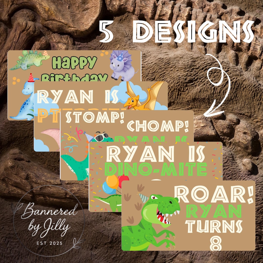 Dinosaur Birthday Banner Templates – 5 Editable 60"x36" Canva Designs ...