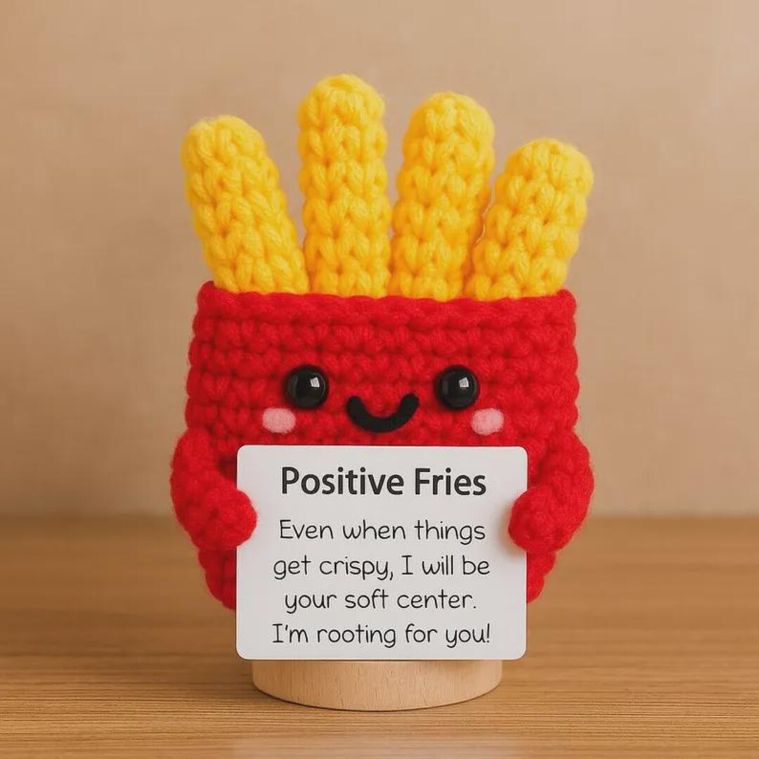 Positive Fries Chips Crochet Plush - Motivational Handmade Gift ...